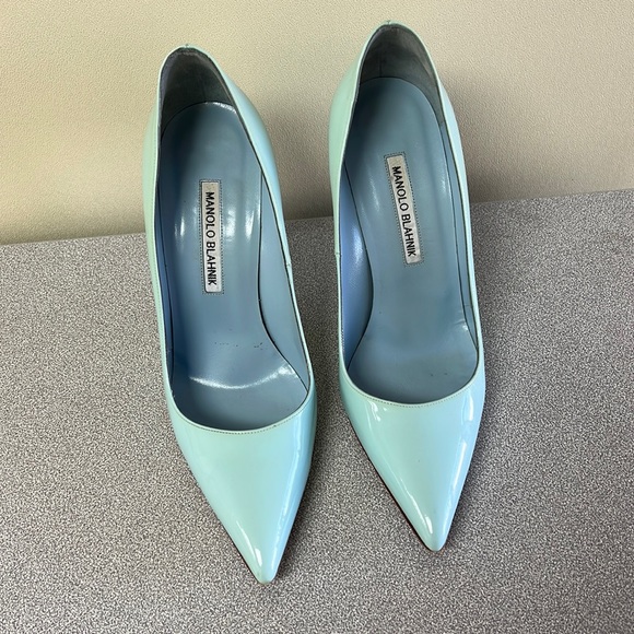 Manolo Blahnik | Shoes | Manolo Blahnik Light Blue Patent Heels | Poshmark